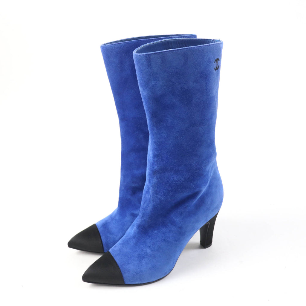 CHANEL short boots Women COCO Mark embroidered satin pointed toe シャネル ...