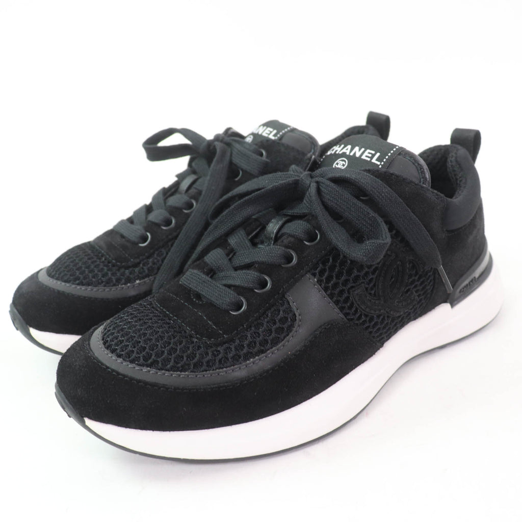 CHANEL Black Low cut sneakers Women COCO Mark COCO Button Suede Leathe ...