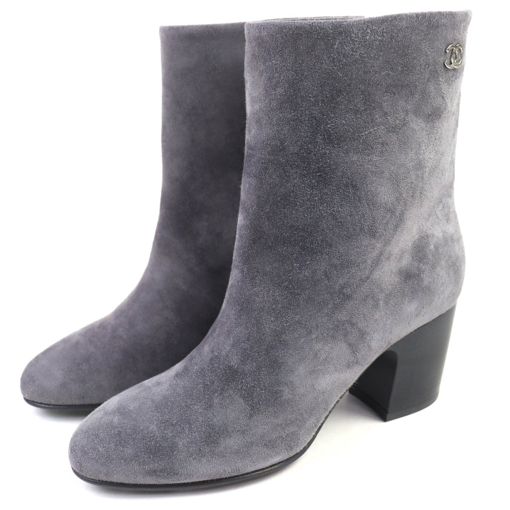 CHANEL Gray short boots Women COCO Mark suede leather ankle boots シャネル ...