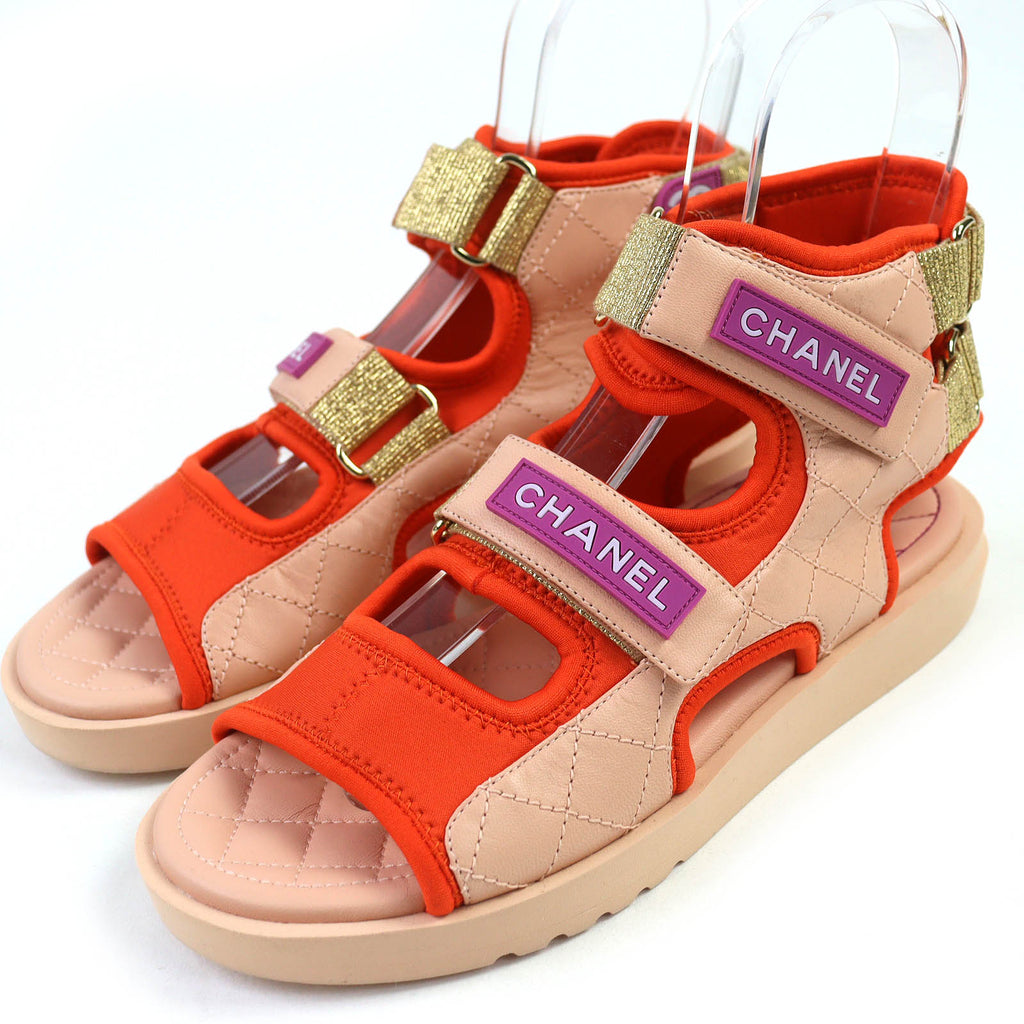 CHANEL Sandals Women COCO Mark Matelasse Logo Velcro Strap Sports Sand ...