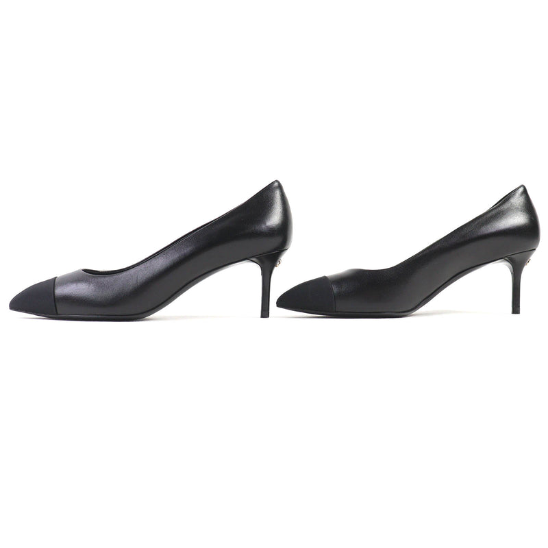 CHANEL Black pumps Women COCO Mark Different Material Switching Pointe ...
