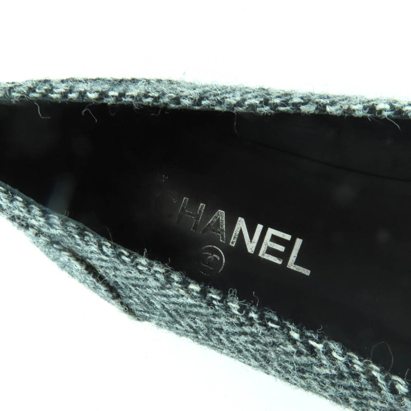 CHANEL pumps Women COCO Mark Tweed Flats with Sequined Camellia シャネル パ ...