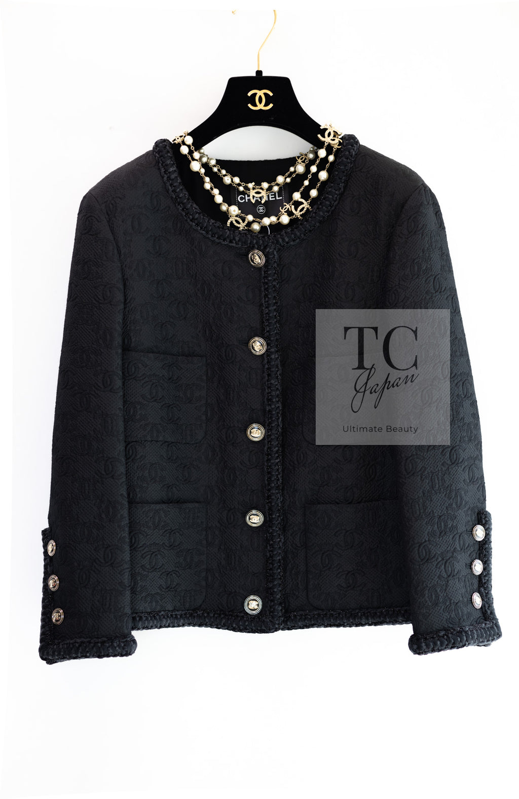 シャネル ジャケット CHANEL ブラック CC ロゴ メティエダール 21PF Black CC Logo Metiers D’art ...