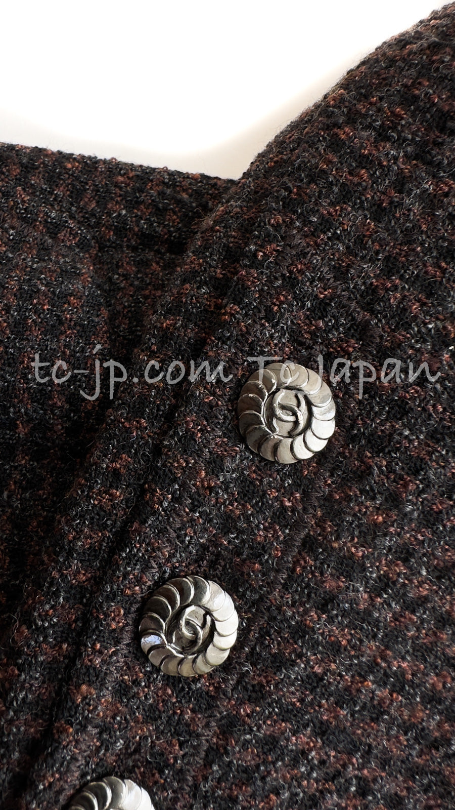 シャネル ヴィンテージ・ダークブラウン・ウール・ダブル・ジャケット・スカート・スーツ CHANEL 97A Vintage Dark ...